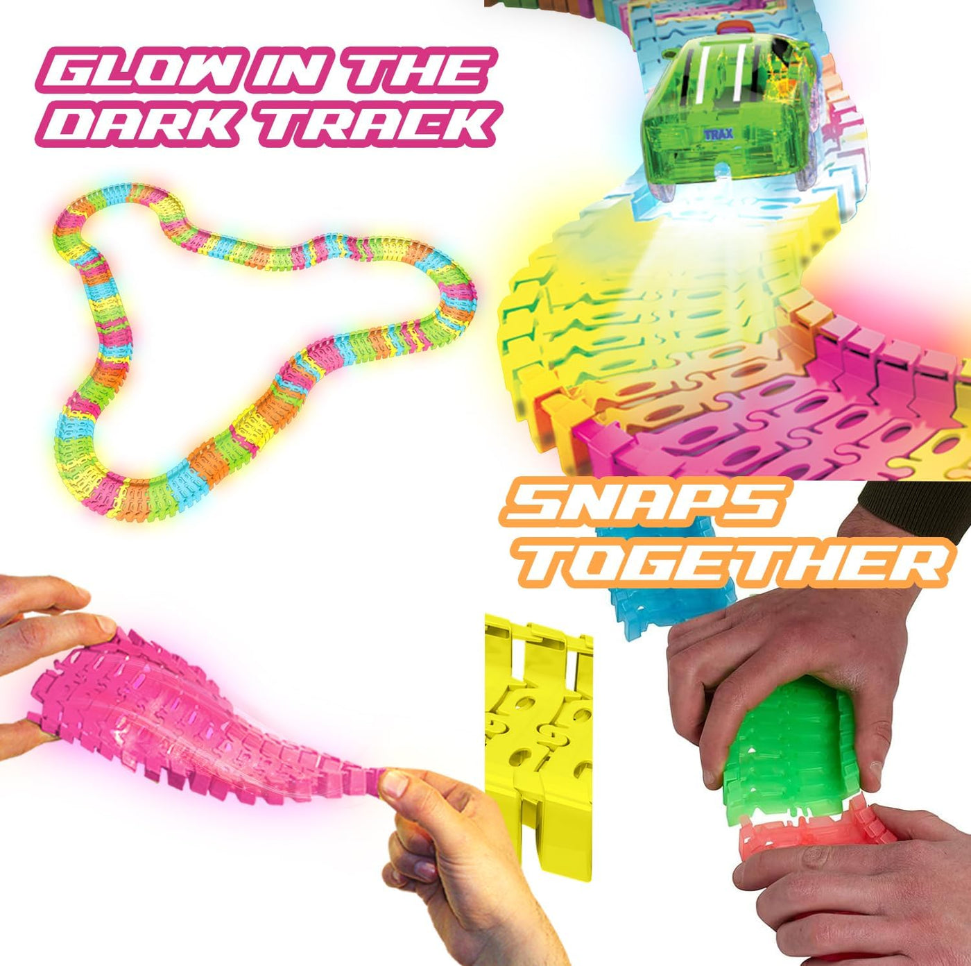 Mindscope Twister Tracks - Neon Glow-in-the-Dark Race Track | Safari Ltd®