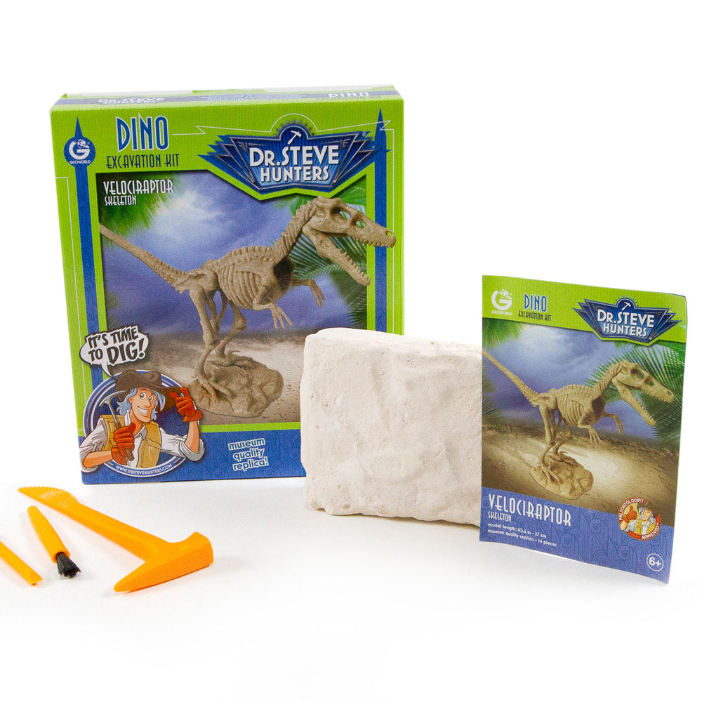 Dr. Steve Hunters GEOWorld Dino Dig Velociraptor Excavation Kit - 14 p ...