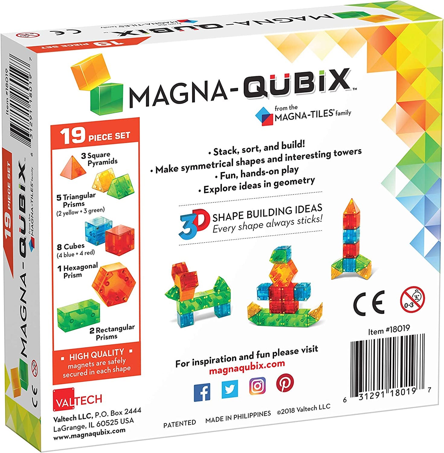Magna-Qubix 19 Piece Set | Magnetic Blocks | Safari Ltd®