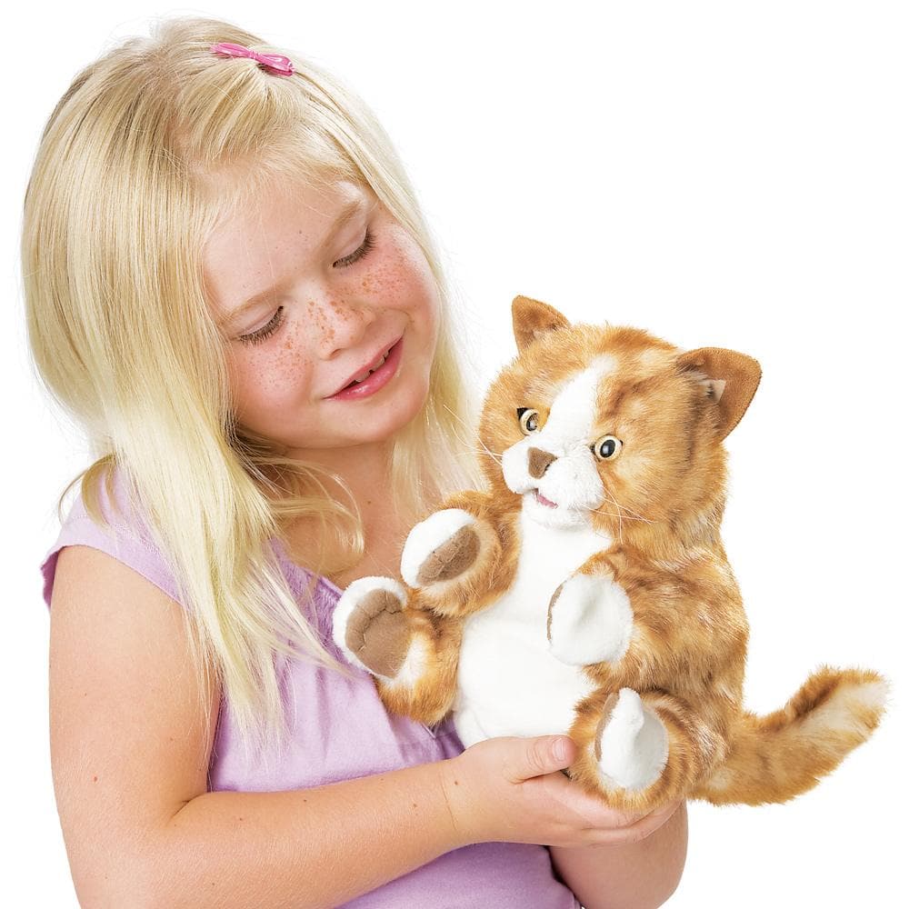 Orange Tabby Kitten Hand Puppet – Realistic Plush Cat Toy | Folkmanis ...