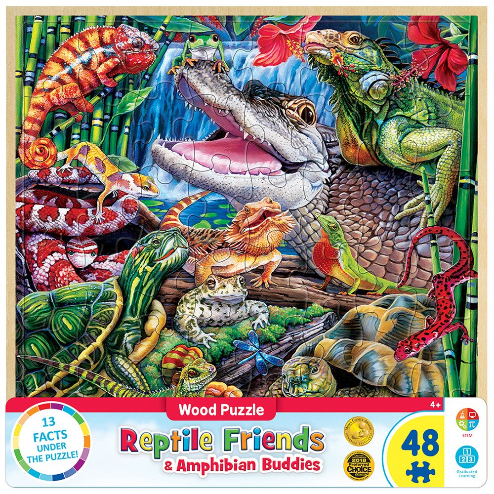 Wood Fun Facts - Reptile Friends 48 pc Puzzle | Safari Ltd®